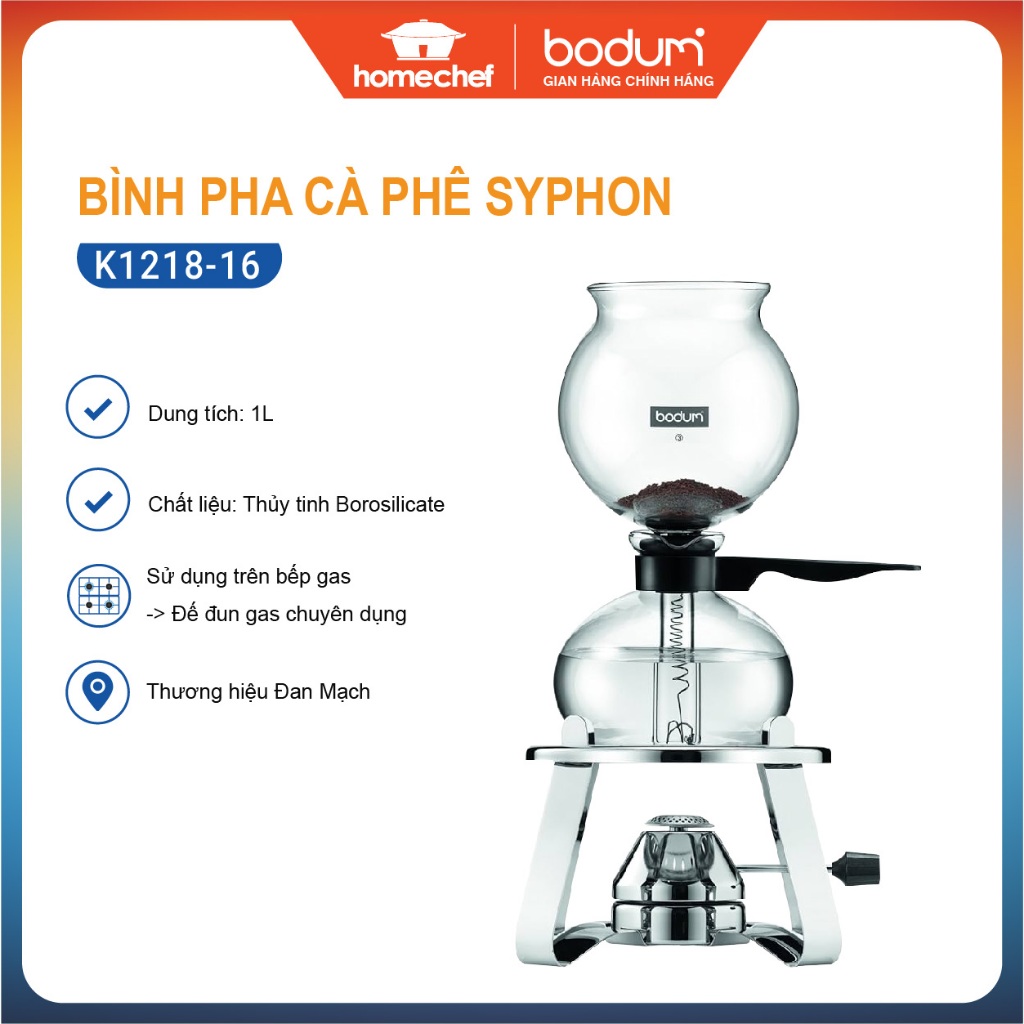French Coffee Pot Bodum Syphon Uses Specialized Gas K1218-16, Capacity 1L | Genuine Goods ...
