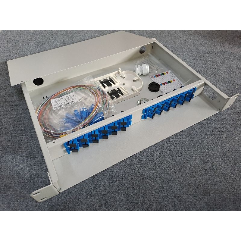 Odf optical distribution box 24FO fixed rack 19" full accessories SC ...
