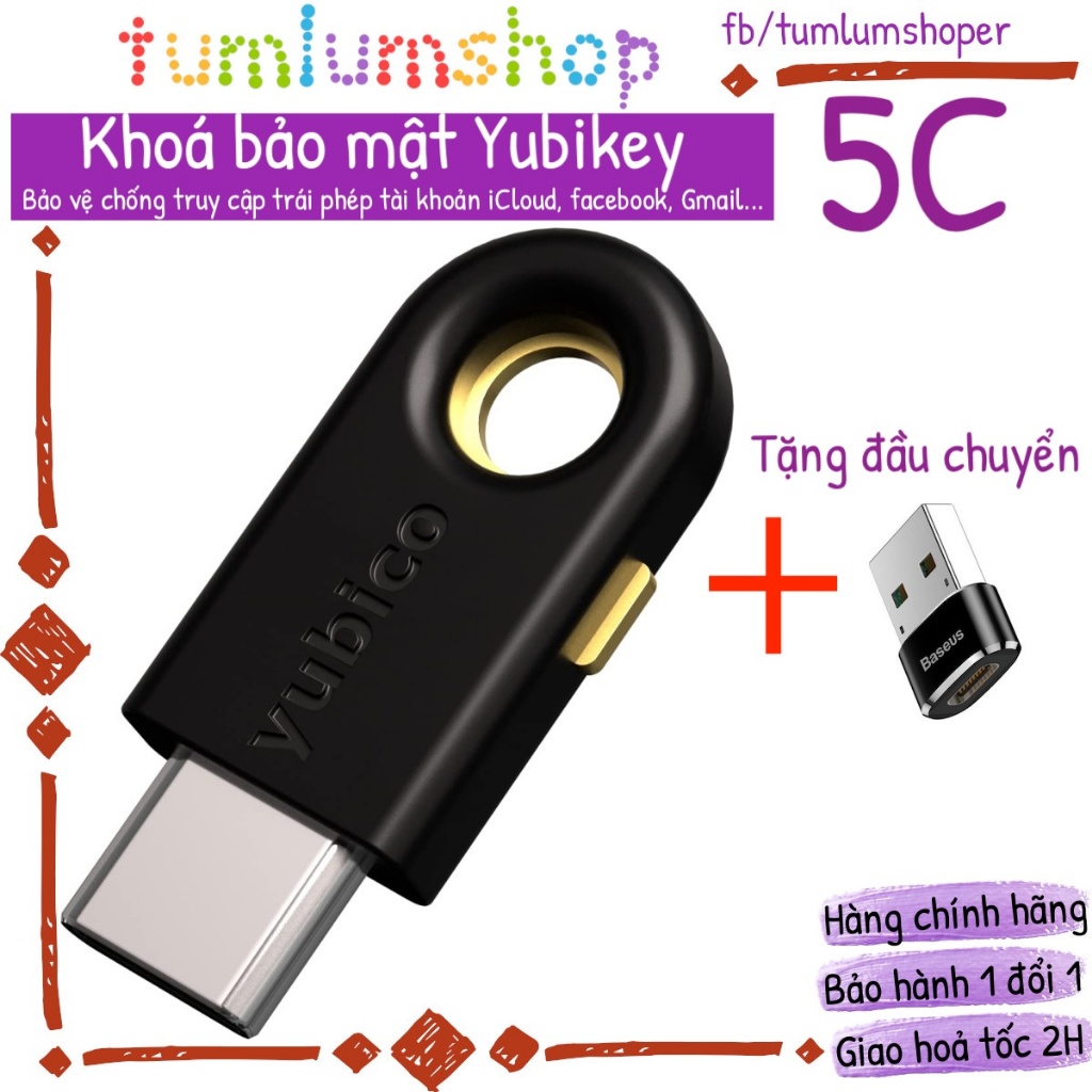 Yubikey 5C 2-Layer Security Lock 2FA Protects facebook iCloud Gmail ...