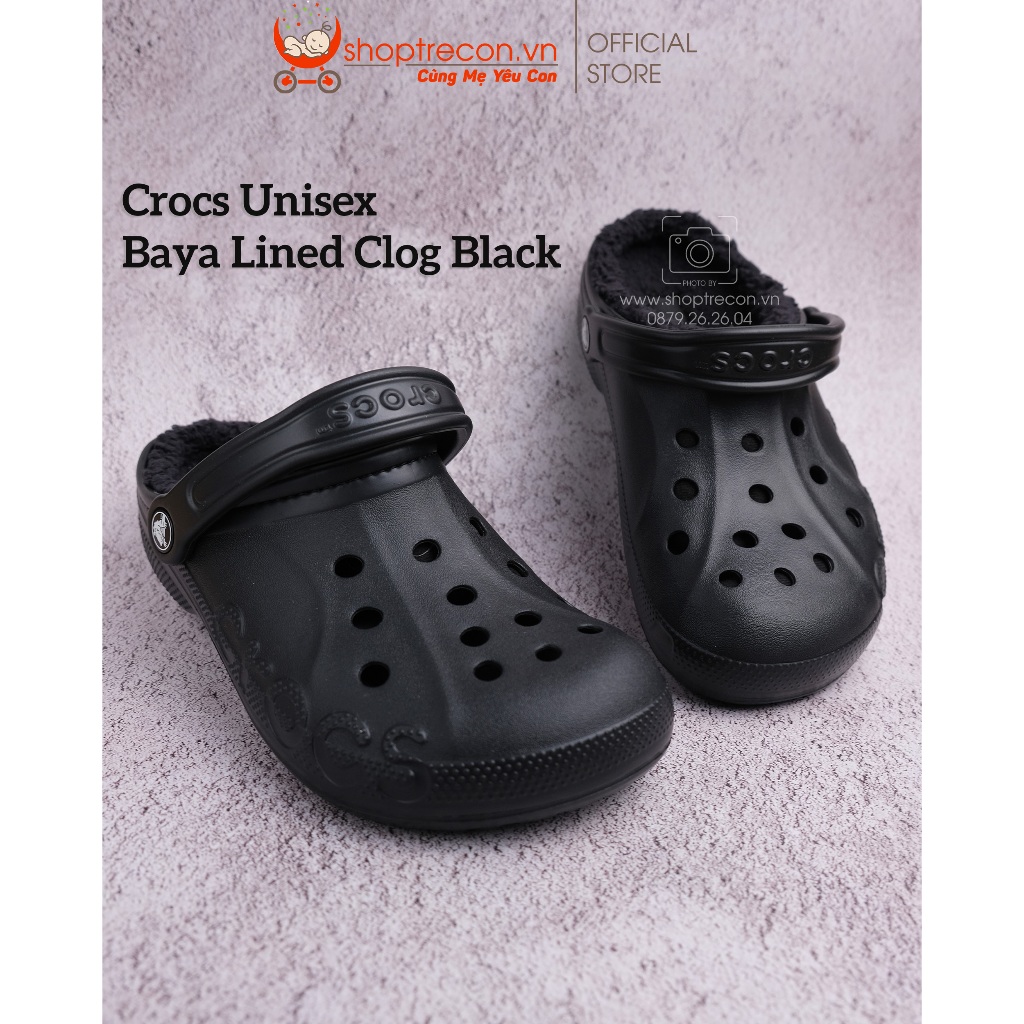 Crocs Unisex Baya Lined Clog Mules In Black Size US M6 W8 Product Code ...