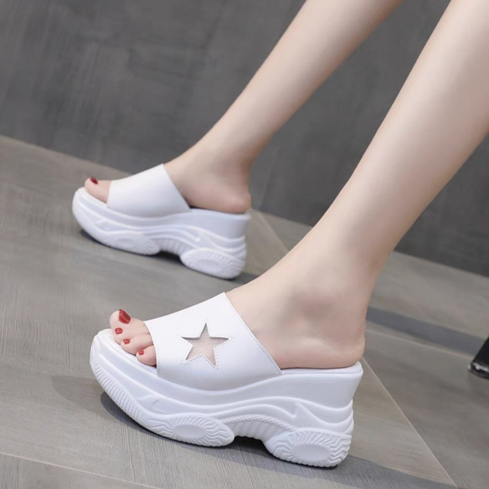 9cm MESH STAR HORIZONTAL CANE SLIPPERS BLACK, WHITE CODE F52 | Shopee ...