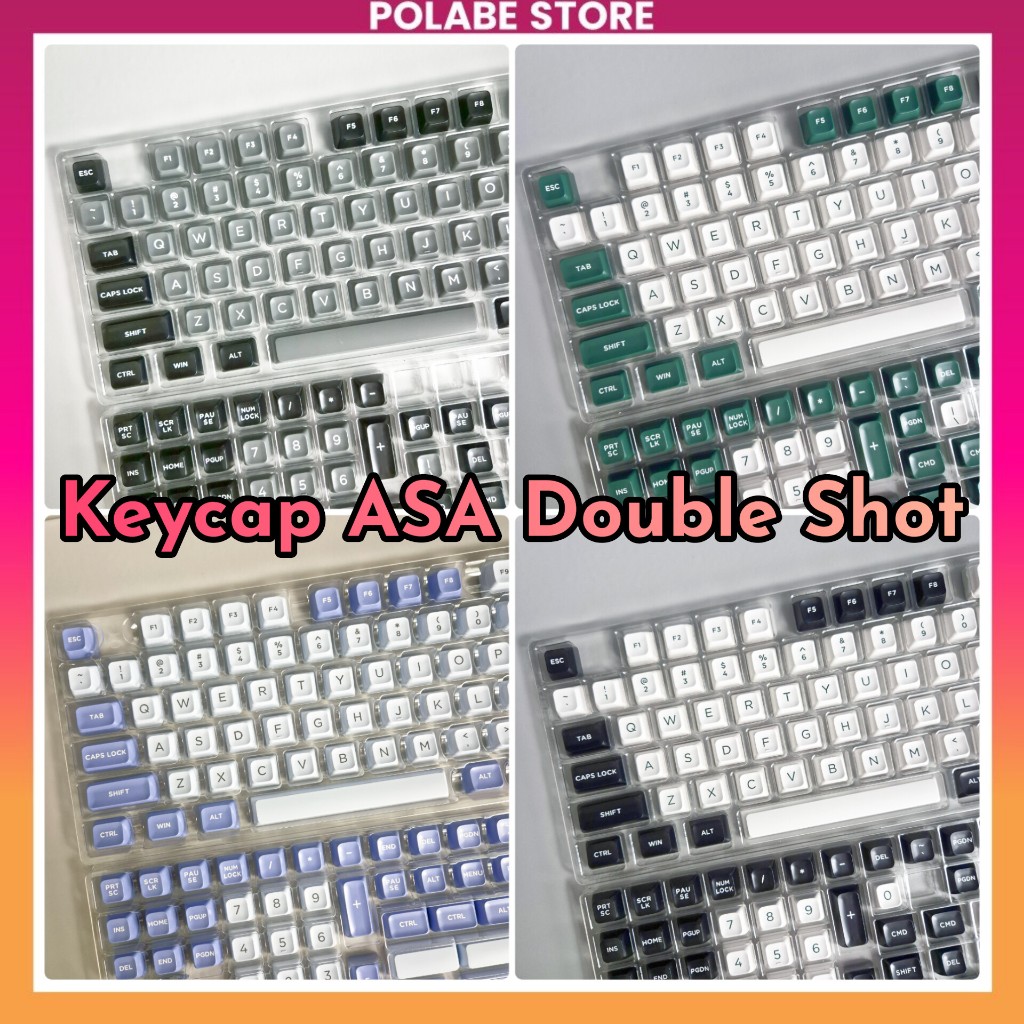 Keycap ASA Green Black White profile PBT mechanical keyboard Polabe ...