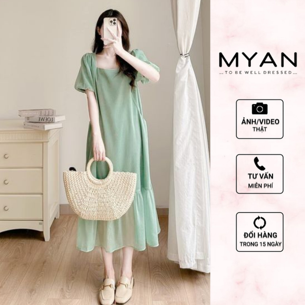 Myan Straight Fishtail Babydoll Dress Square Neck Short Sleeve Design ...