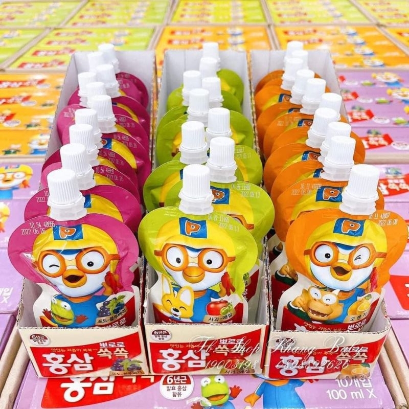 Korean Pororo Paldo Fruit Red Ginseng Water 100ml (3 Flavors) | Shopee ...