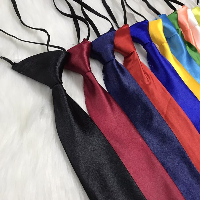 Tie for boys, girls, and students, short, plain 5cm - 6cm, pre-tied tie ...