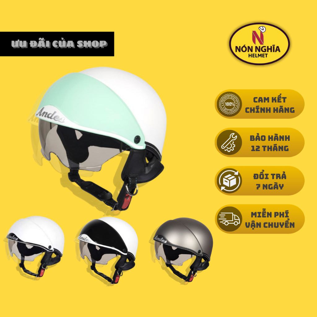 Andes Half Helmet Andes 139 Compact Safety Negative Glasses | Shopee ...