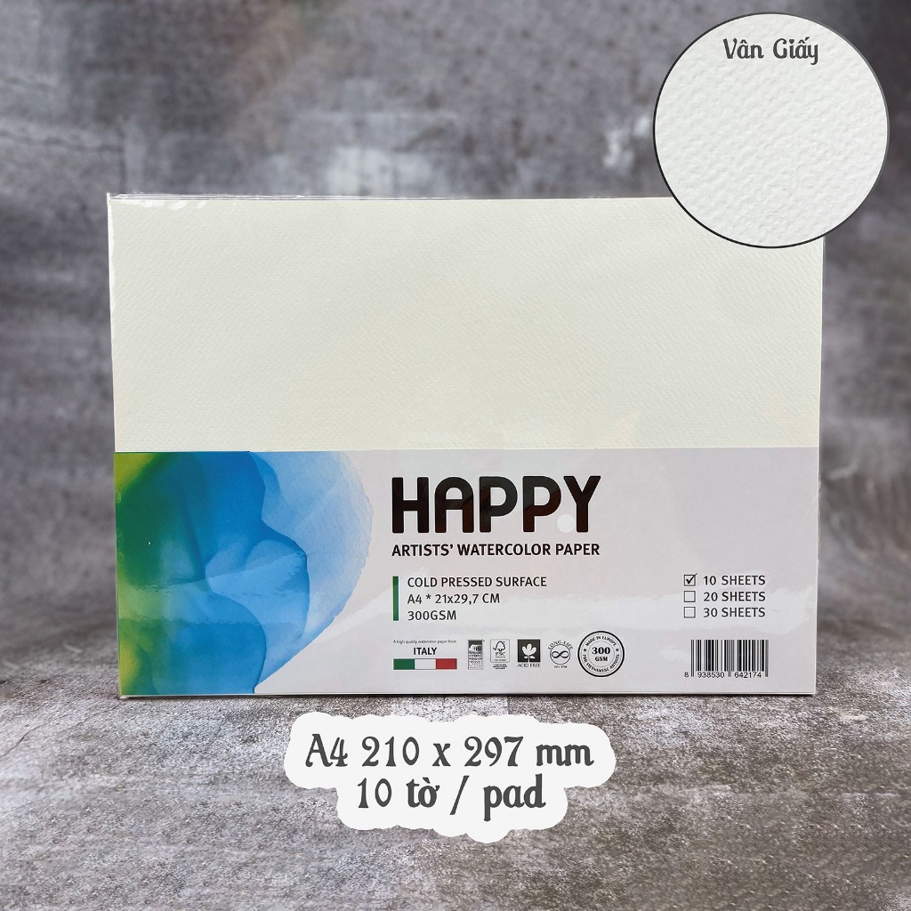 Happy Watercolor Paper 300 GSM A4 10S HA300A4 (10 Sheets) | Shopee Malaysia