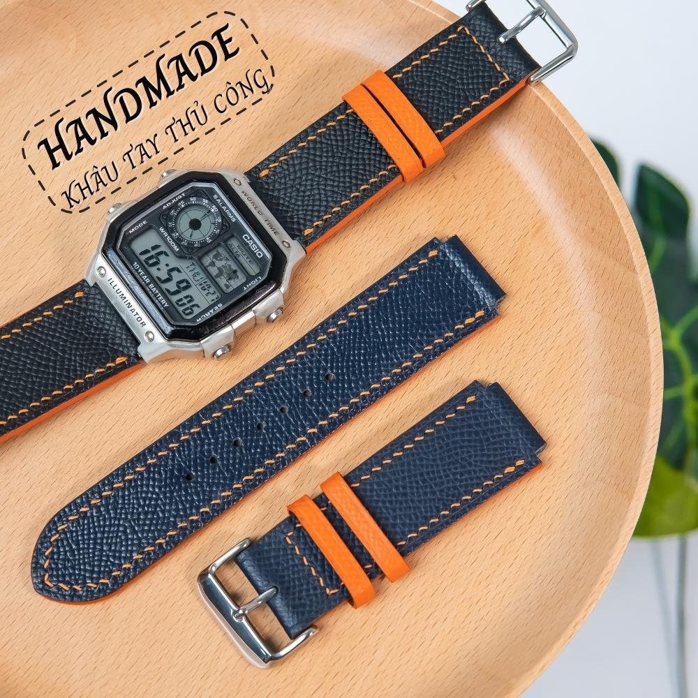 Casio AE1200 WHD leather watch strap made of high quality epsom leather ...