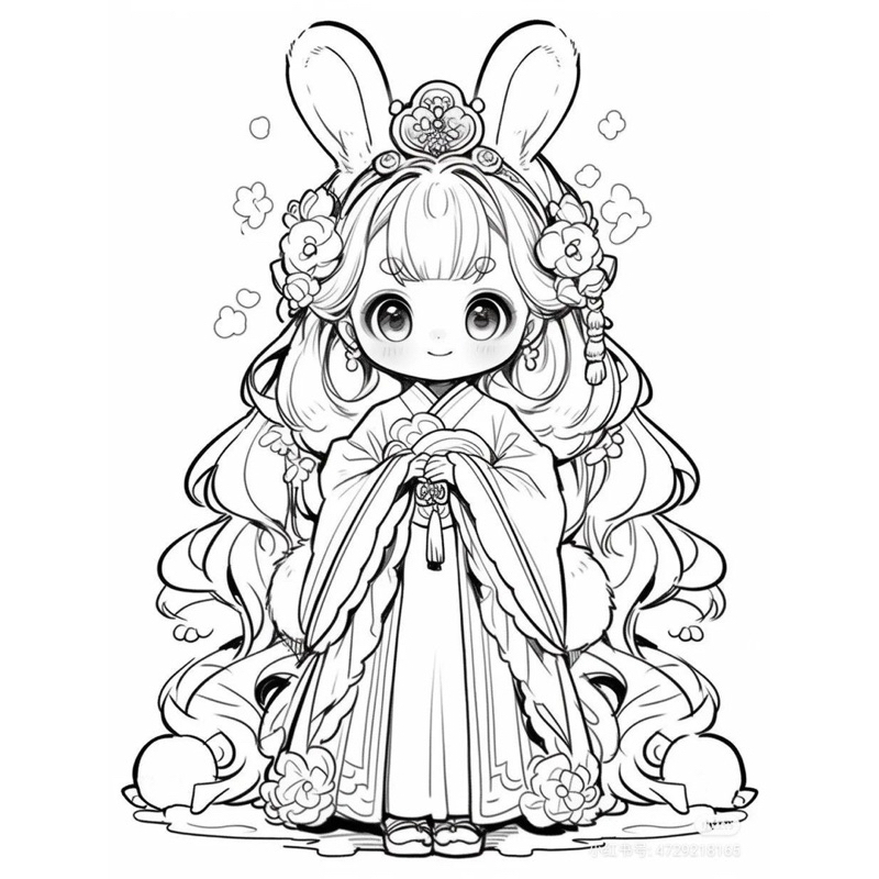 Cute ancient Chibi (180gsm thick paper) - Set of 40 A4 A5 Coloring ...