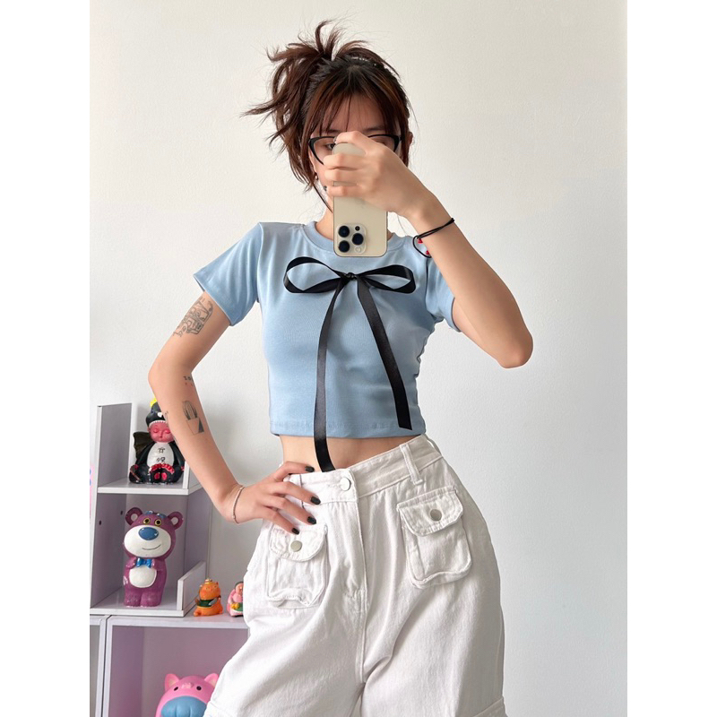 BIG RIBBON" The Famous crop top | Shopee Malaysia