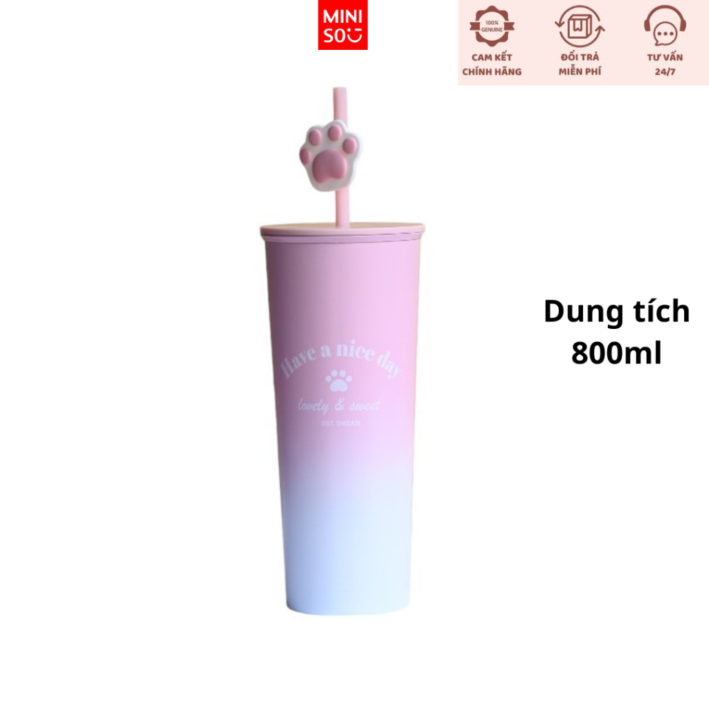 MINISO High-grade 304 stainless steel cup with paw paw genuine pink ...