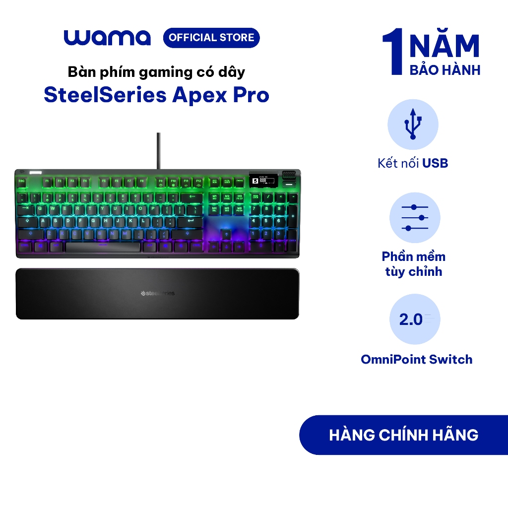 Steelseries Apex Pro black armrest wired gaming keyboard, RGB Led, 100 ...