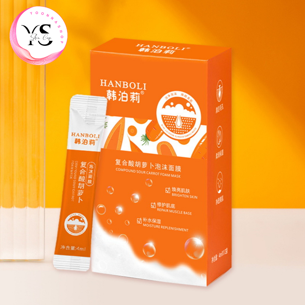 Box of 12 packs of HANBOLI Carrot Detoxifying Effervescent Mask to ...