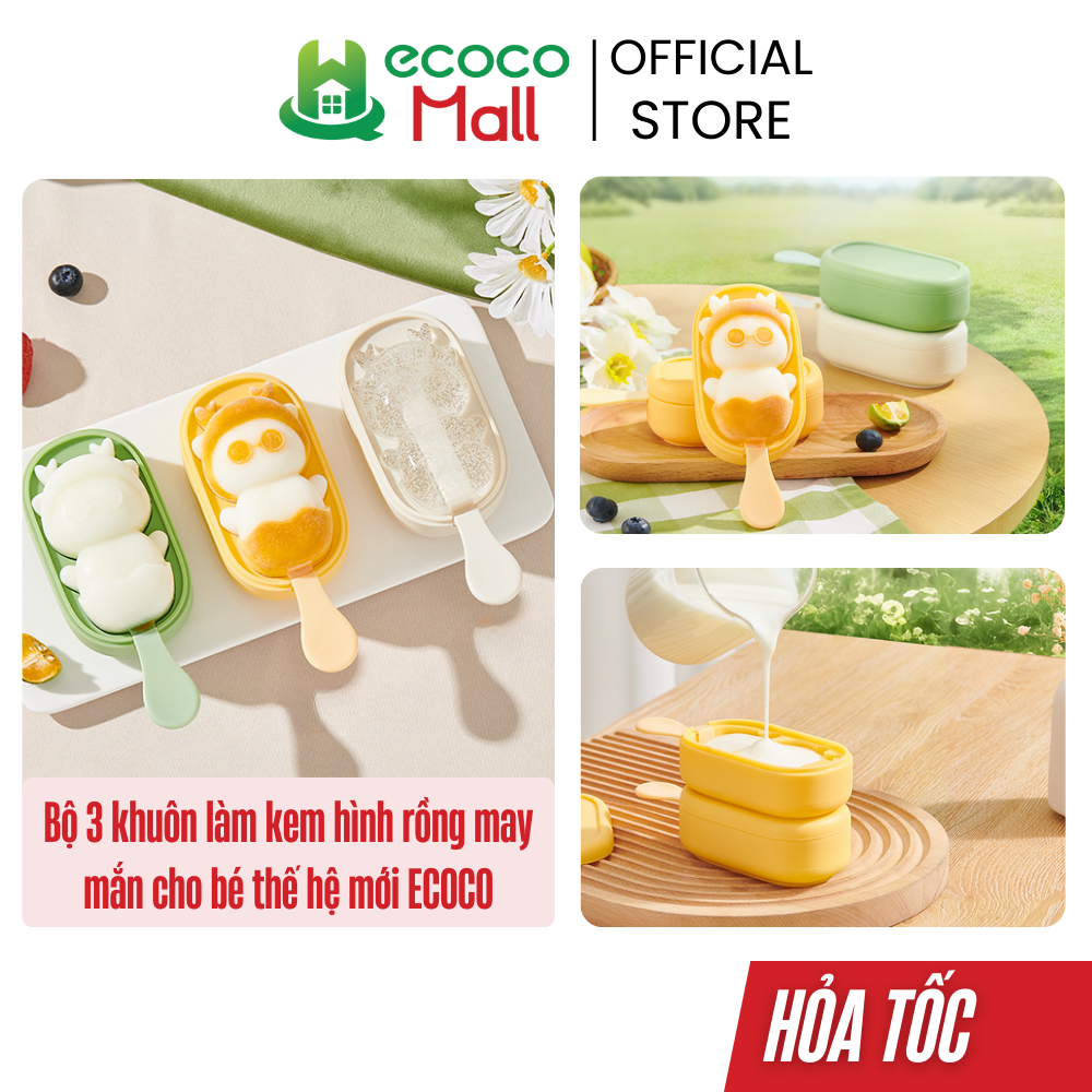 Set of 3 ice cream molds, dragon-shaped ECOCO silicon jelly tray for ...