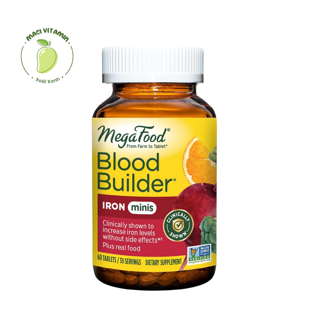 Megafood Blood Builder Minis Organic Vegan Iron Supplement 60 Vitamin ...