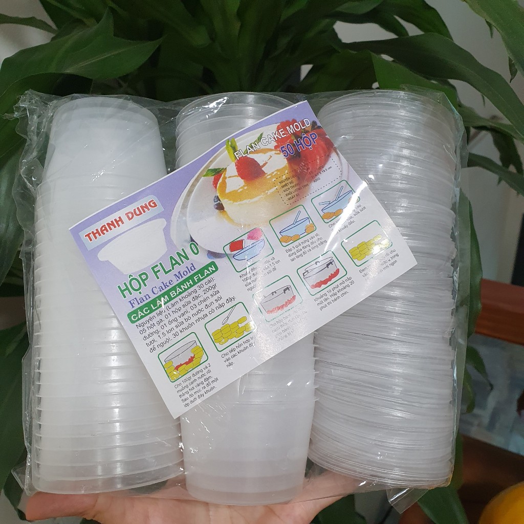 Set of 50 plastic jars for CARAMEN flan, jelly, slime (flan box with ...