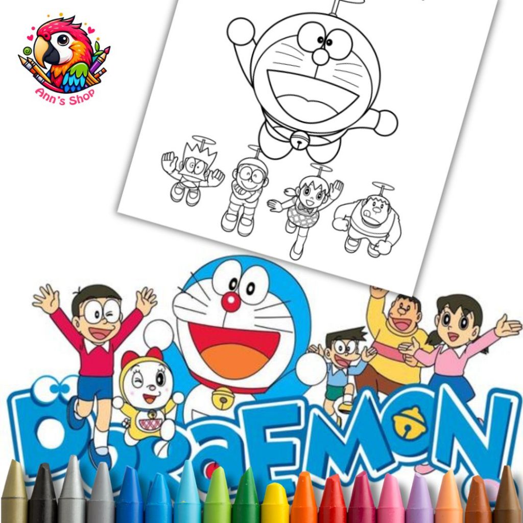 Complete set of 90 coloring pages "Doraemon" size a4/a5 - Ann paper ...