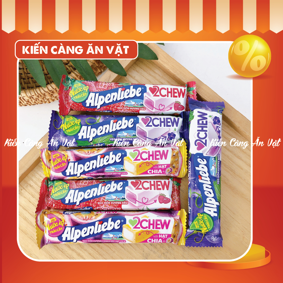 Alpenliebe 2CHEW candy, soft and fatty candy of all flavors (2.8g bar ...
