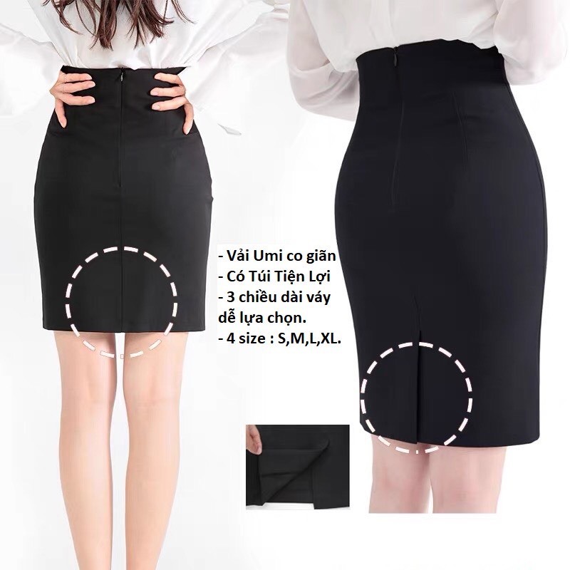High-waisted body-hugging Office Pencil Skirt with pockets in 3 shapes ...