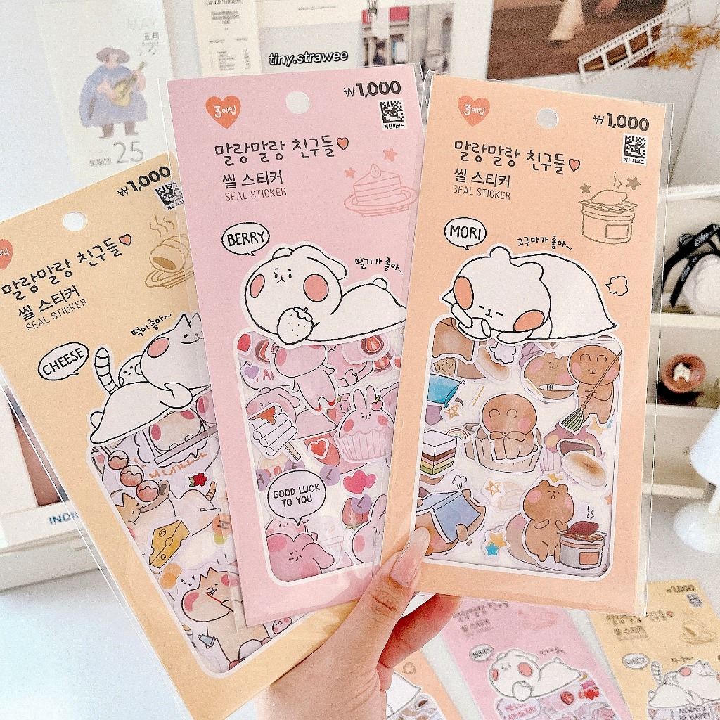 Set of 3 Daiso Korean matte mochi stickers | Shopee Malaysia