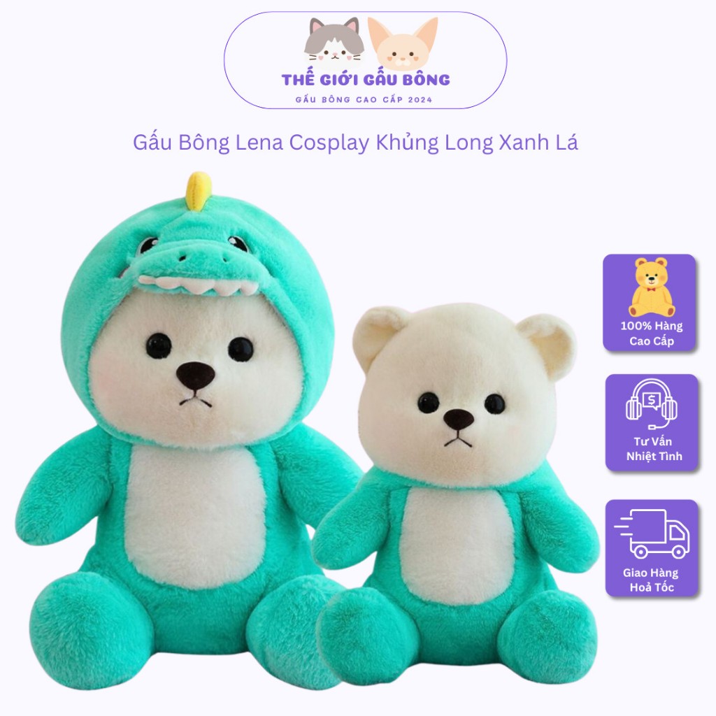 Lena Cosplay Cute Green Dinosaur Teddy Bear Soft Smooth Cotton As Gift ...