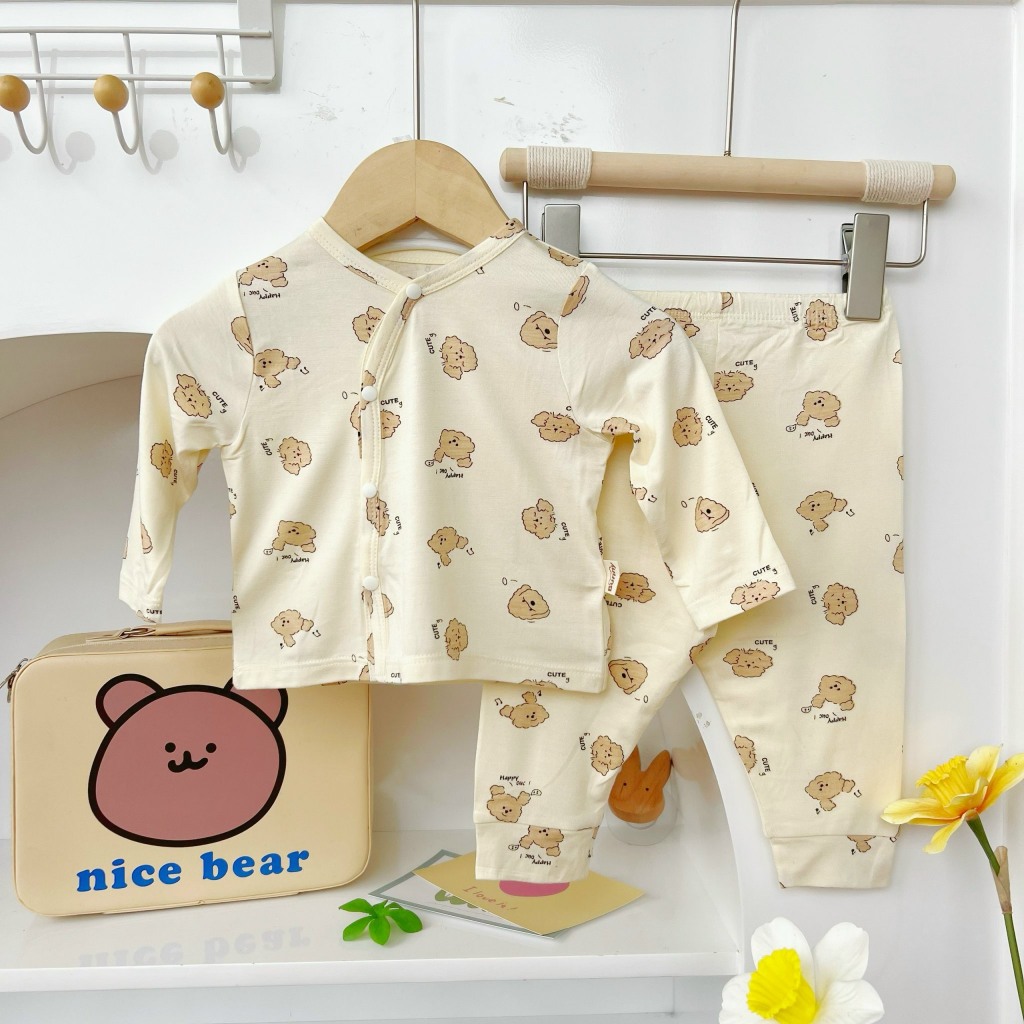 Long-sleeved Newborn Set With Deviated Motifs For Boys And Girls 0-9M, Super Cool Korean Elastic ...