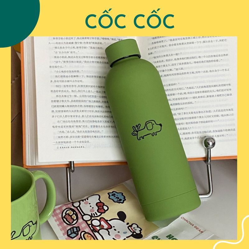 [Free Box + card] Green ceramic cup Cartoon tail waving puppy Coc Coc ...
