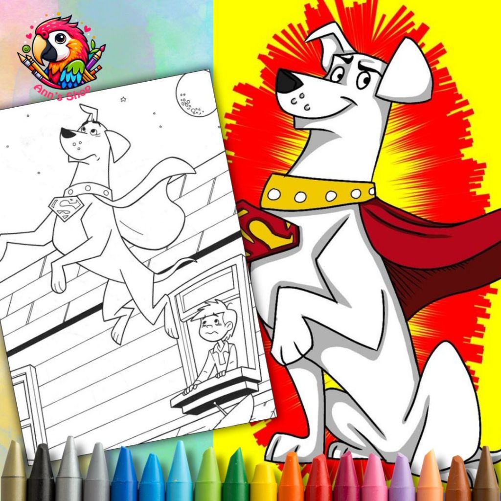 Complete set of 30 coloring pages "Superior Krypto" a4 size - Ann paper ...
