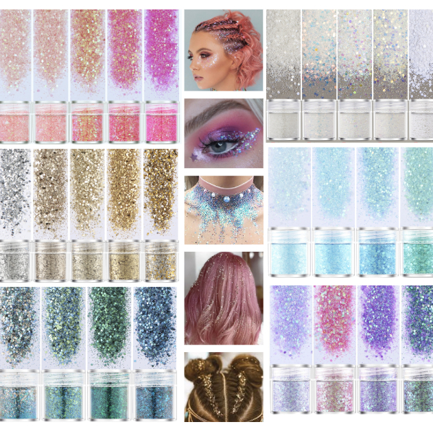 Set of 3 bottles of 30g glitter eye shadow for fine dust makeup ...
