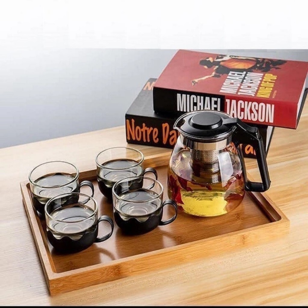 Glass Teapot Set - Tea Filter Set With 4 Luxurious Glass Cups | Shopee ...