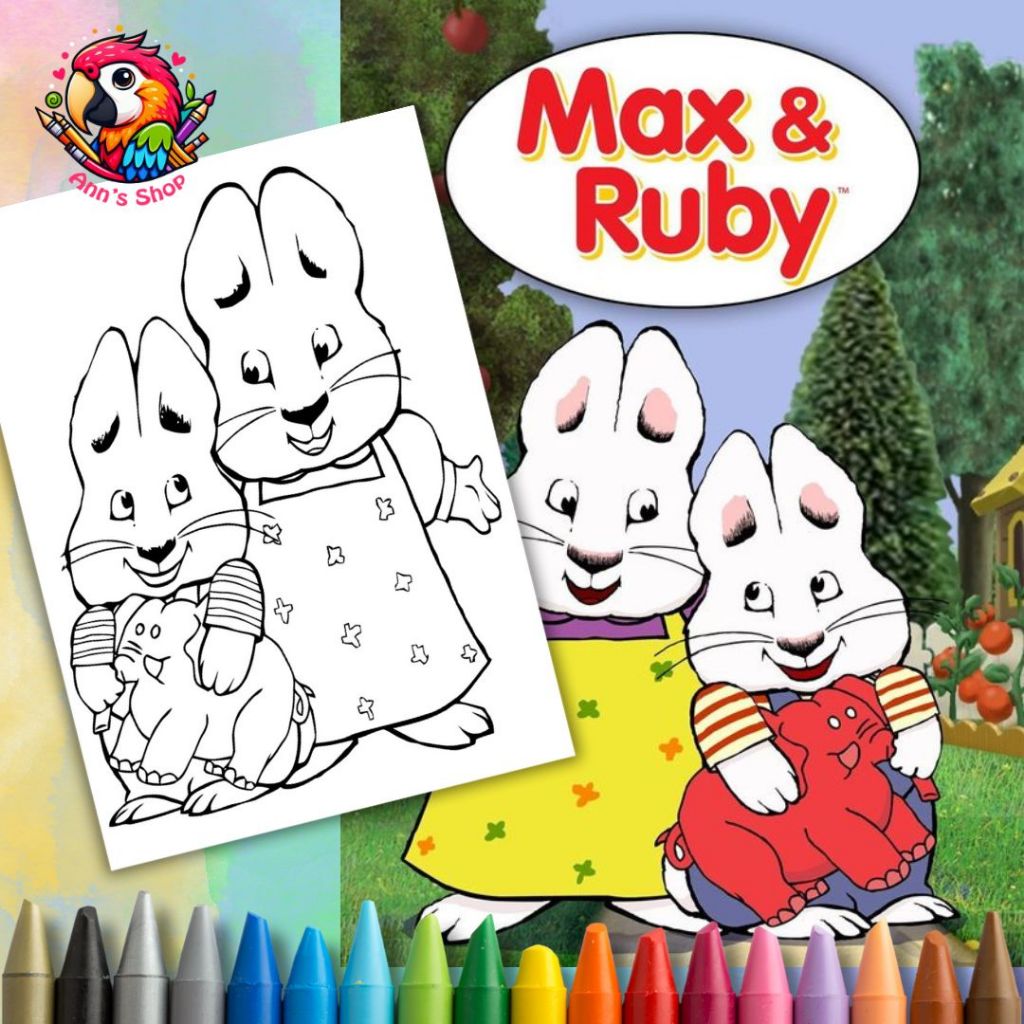 Complete set of 10 coloring pages "Max & Ruby" size a4/a5 - Ann paper ...