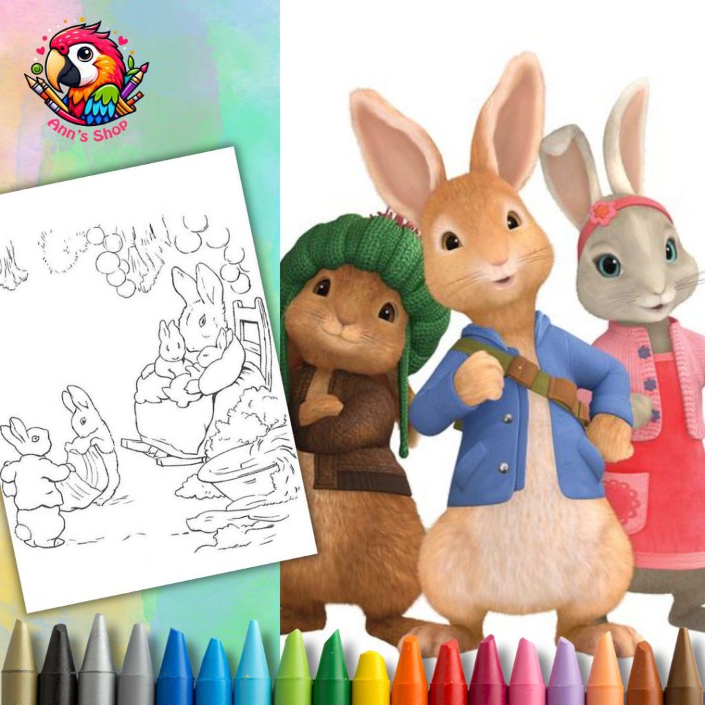 Complete set of 70 coloring pages "Peter Rabbit" size a4/a5 - Ann paper ...