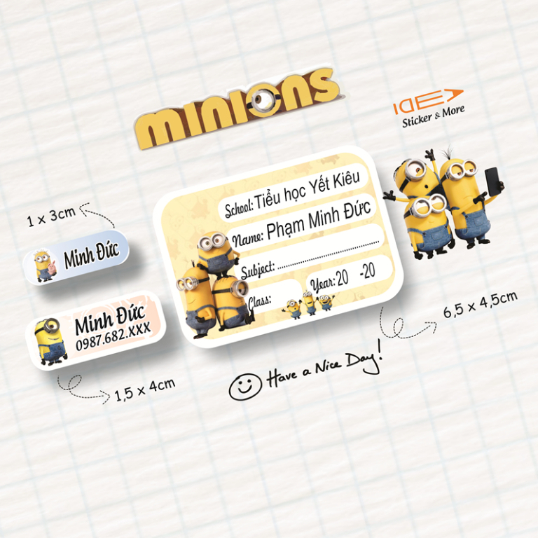 (FIRE) Combo 108 stickers + 45 MINIONS notebook labels with names ...