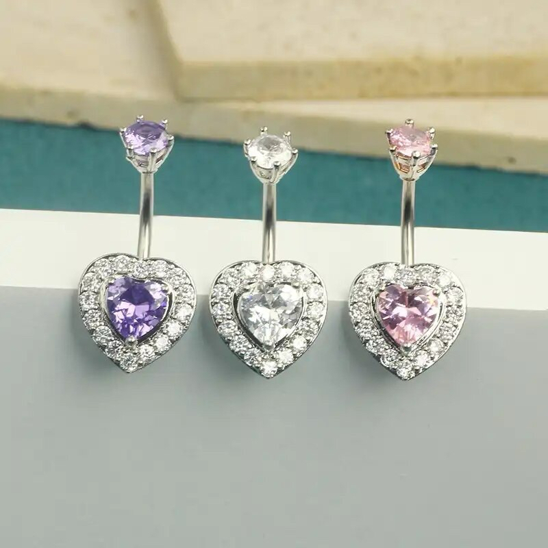 Heart navel piercing, short body length 6 - 8 - 10mm | Shopee Malaysia