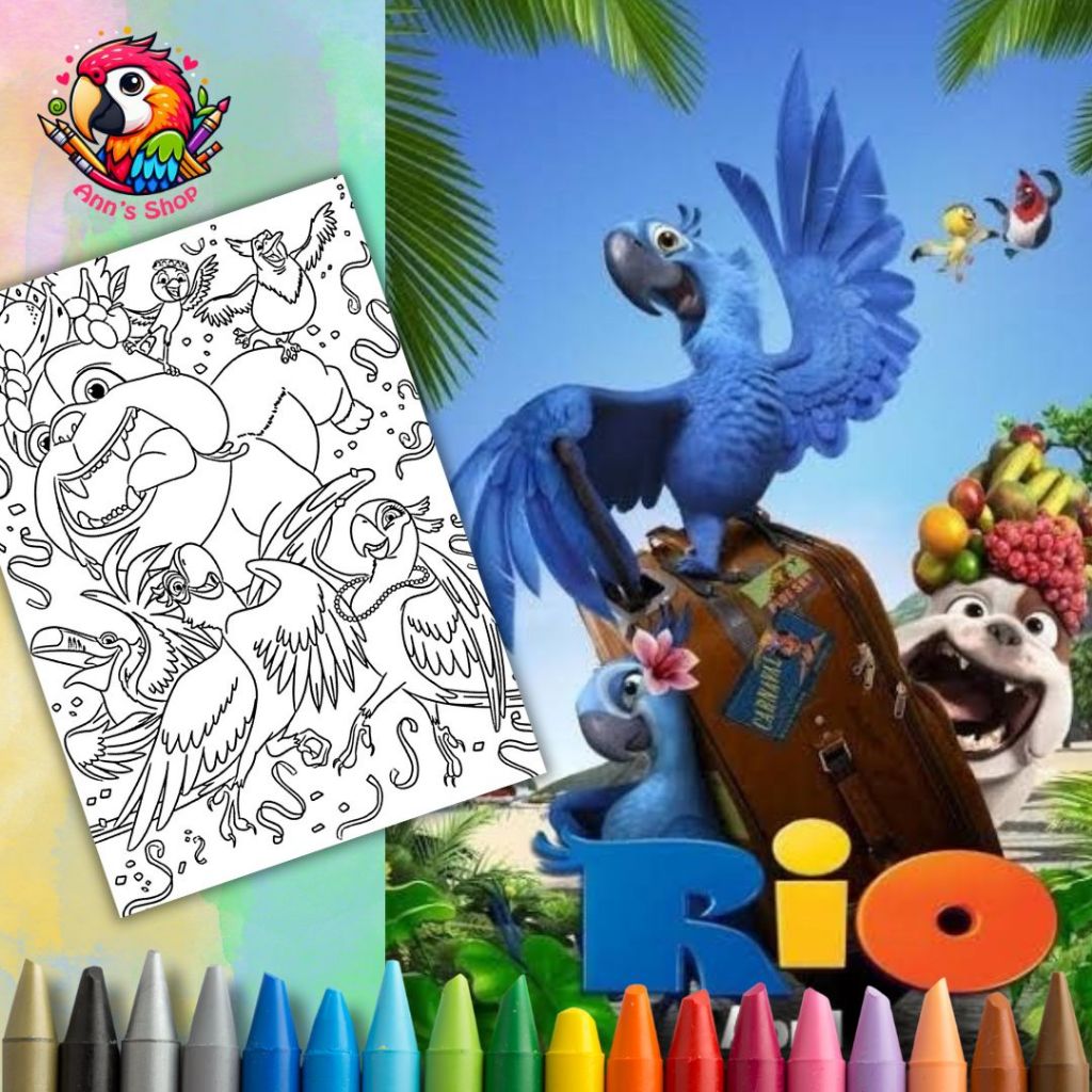 Complete set of 50 coloring pages "Long-tailed Parrot" a4 size - Ann ...