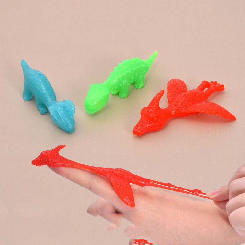 Fun Elastic Finger Dinosaur Toy Stress Relief Dinosaur Sticky Shooting ...
