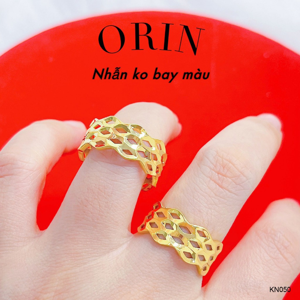 Bronze women's ring that does not fade with mesh pattern and symbol ...