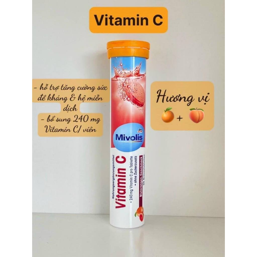 Vitamin C effervescent tablets, red orange flavor 20 tablets, 82 g ( Mivolis Vitamin C ...