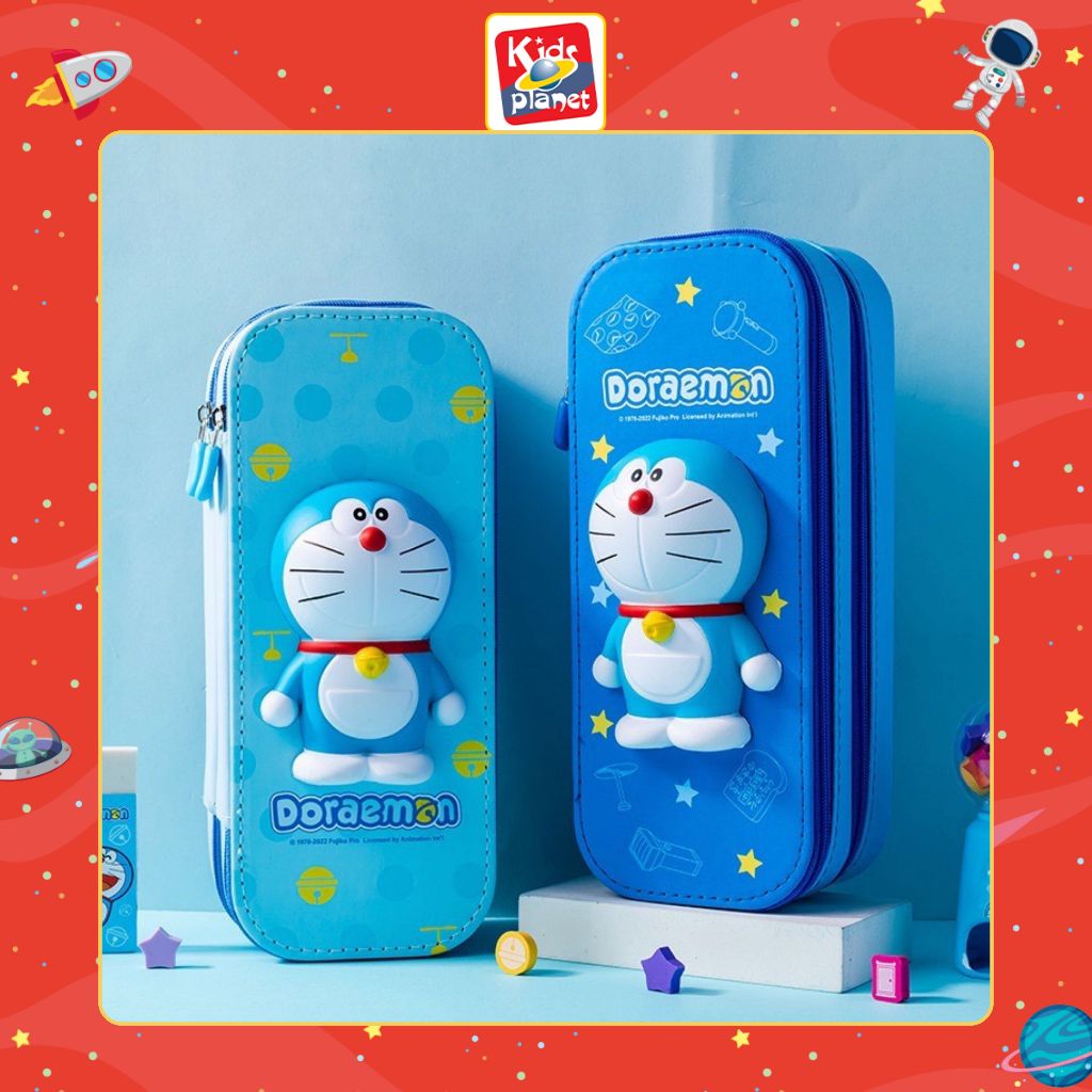 Doraemon 3D Shaped Pen Box With Elastic Embossed Elastic For Children ...