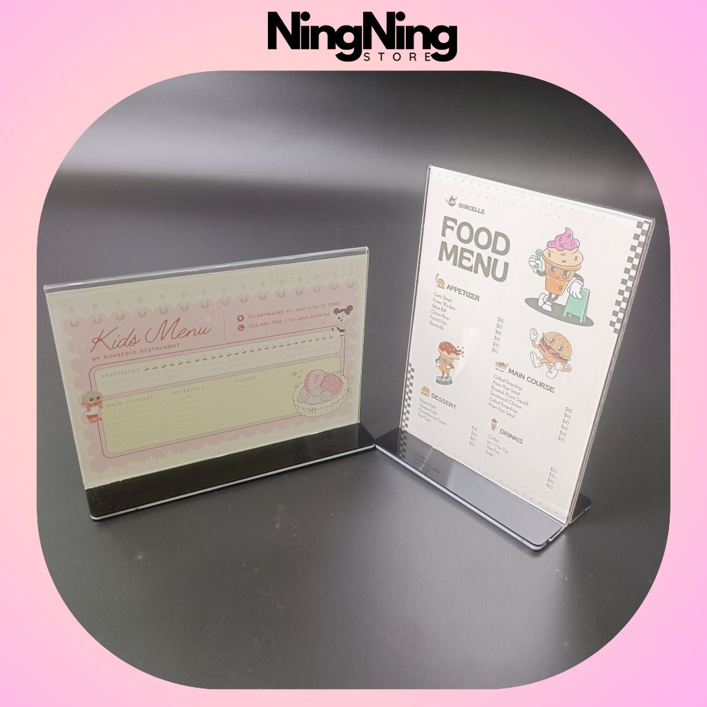 Desktop Menu - T-shaped Menu Board - T-shaped Mica Menu - Desktop QR ...