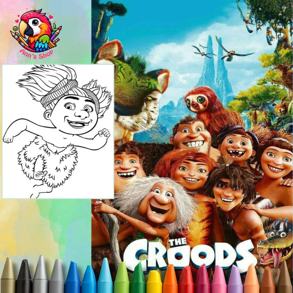 Complete set of 20 coloring pages "The Adventures of the Croods" size ...