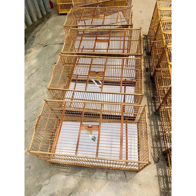 Self-assembled strength training cage frame with bamboo slats, fiber ...