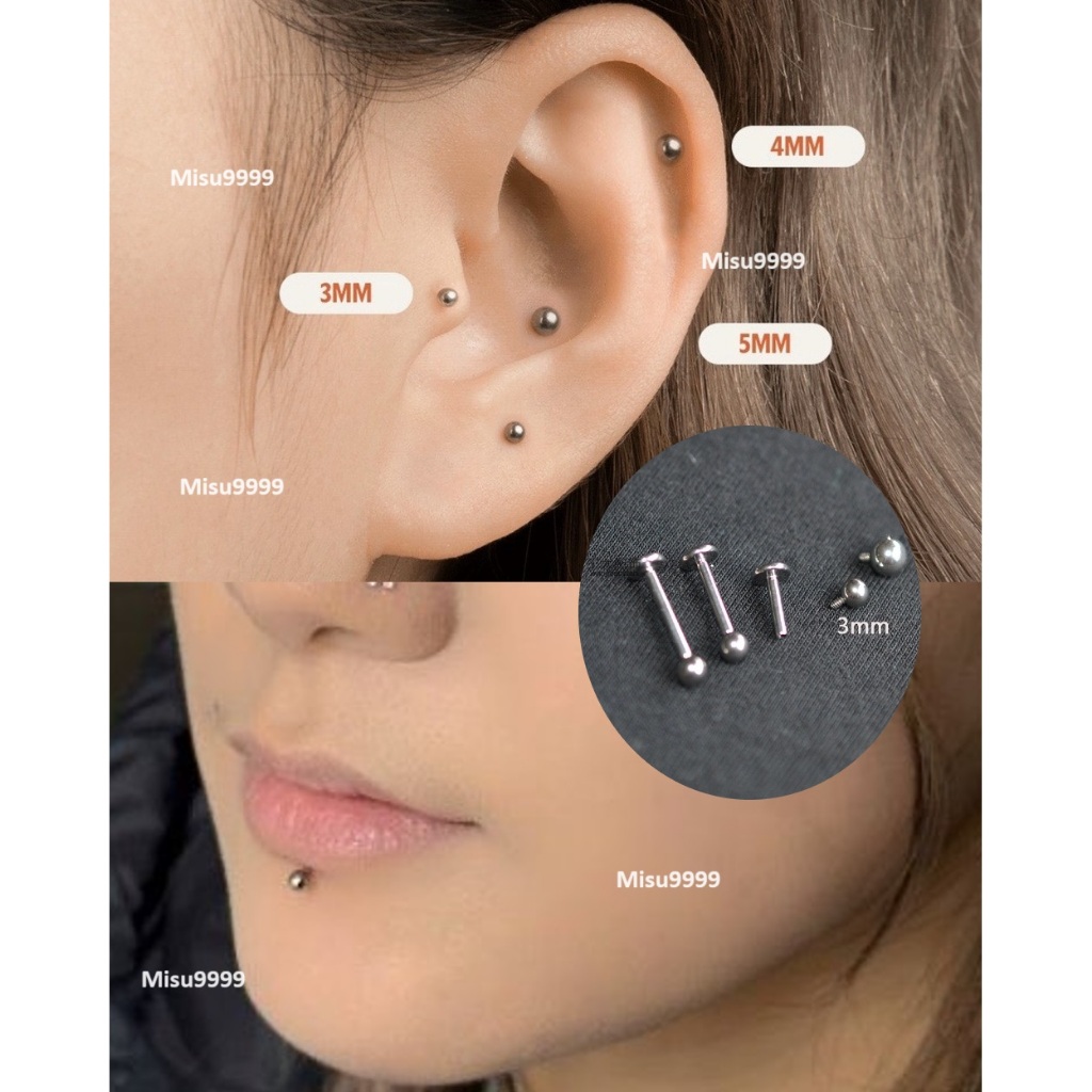 Full Titanium Ear Chin Lip Titanium Earrings Medical Standard Thread ...