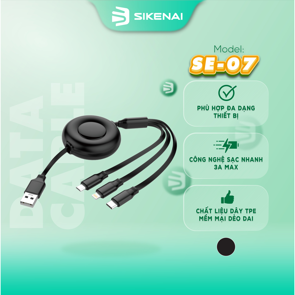 Sikenai SE-07 Smart 3 In 1 Quick Charge Cable | Shopee Malaysia