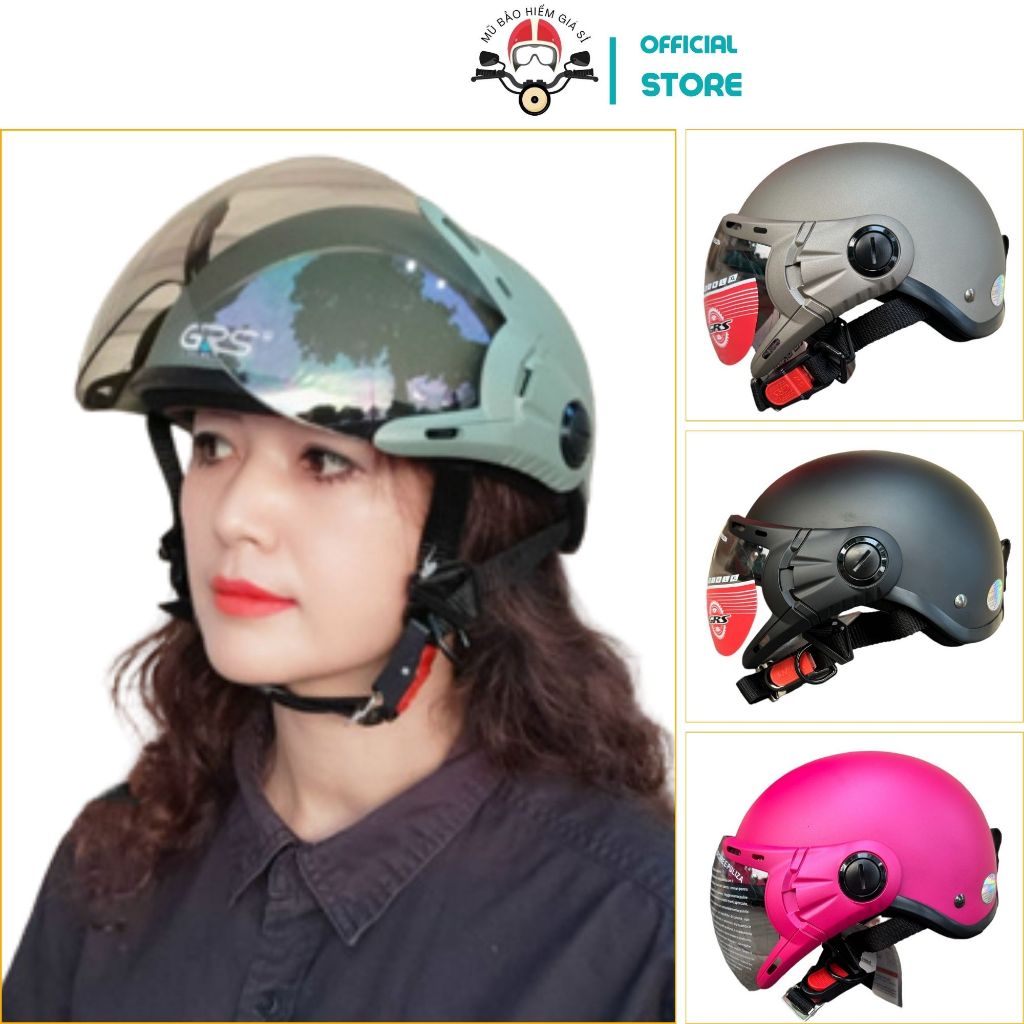 Genuine GRS A33K Helmet, (Free set of glasses screws) 1/2 helmet with ...