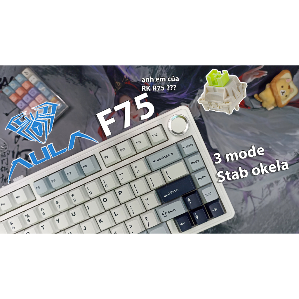 White AULA F75 Keyboard | Doubleshot PBT Keycap | Layout 75% | 3 mode ...