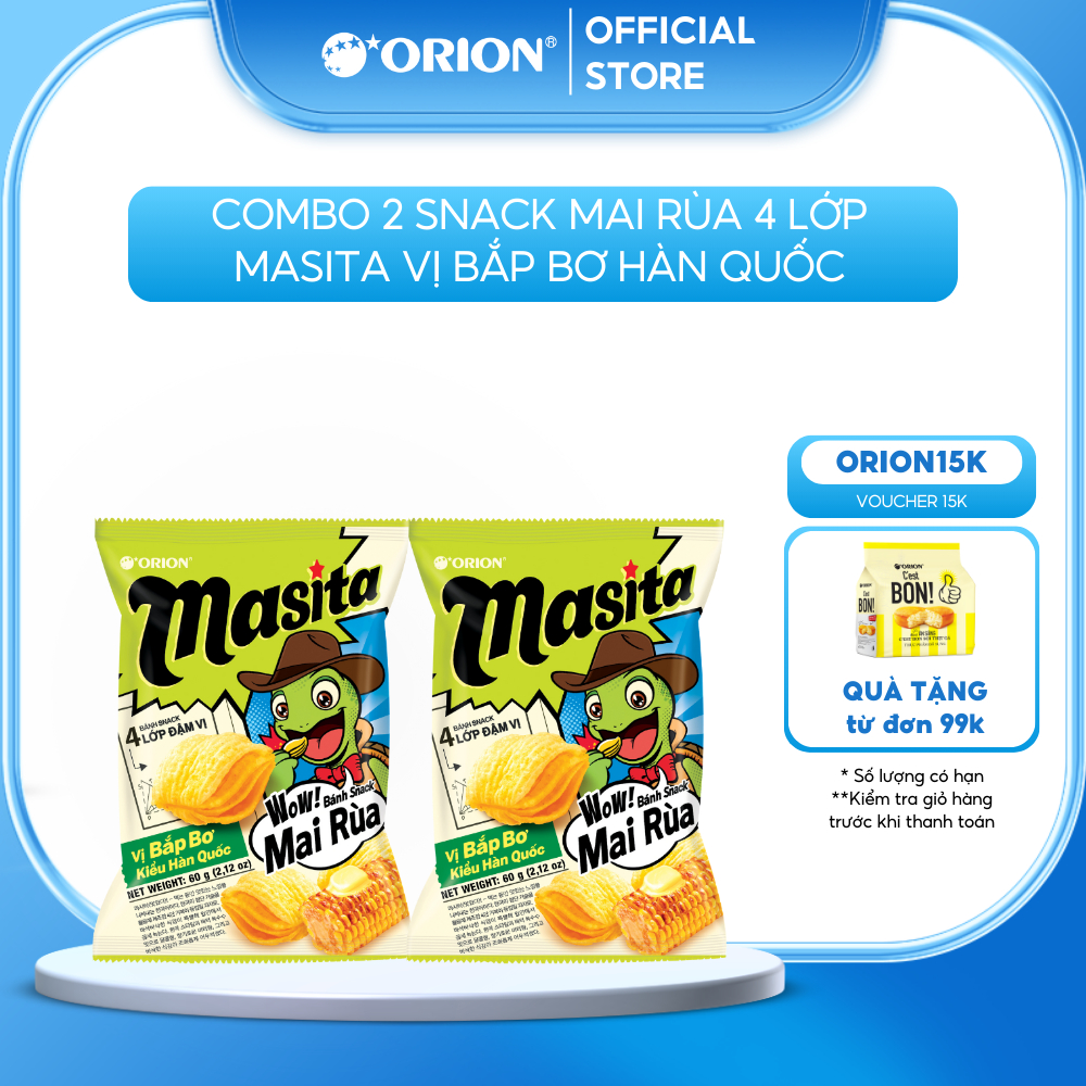 Combo 2 ORION Mai Turtle Snacks 4 layers Masita Korean Butter Corn ...