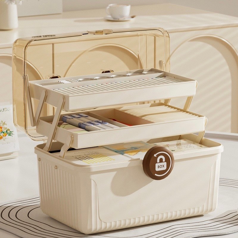 Home Medicine Box, 3-Storey Medical Equipment Box, With Convenient ...