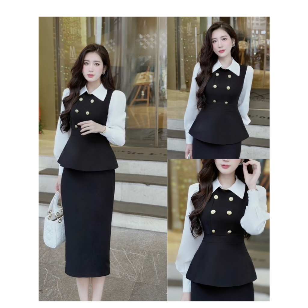 High-class Designer Dress With Bronze Buttons Attached To The Neck somi ...