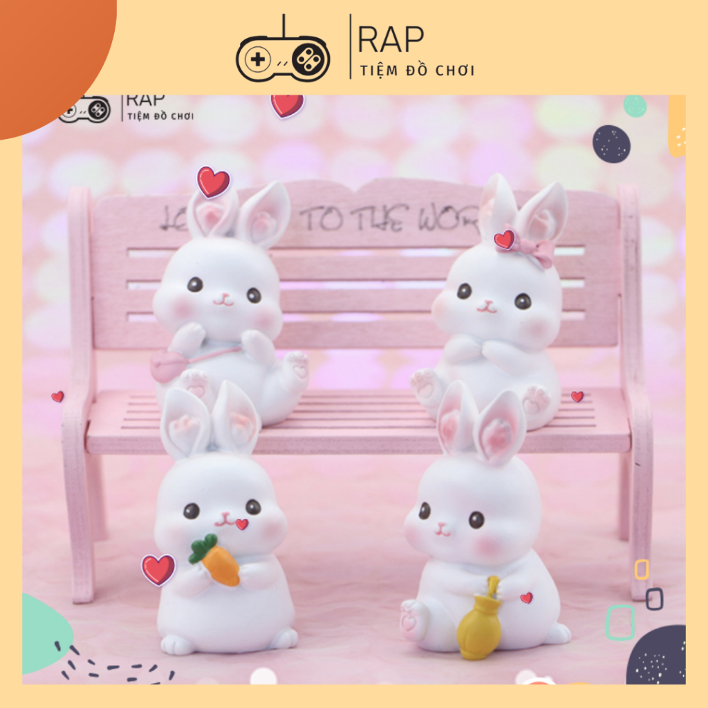 Set of 4 cute fat rabbit models to decorate your car at the working ...